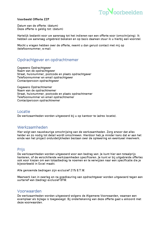 Voorbeeld offerte