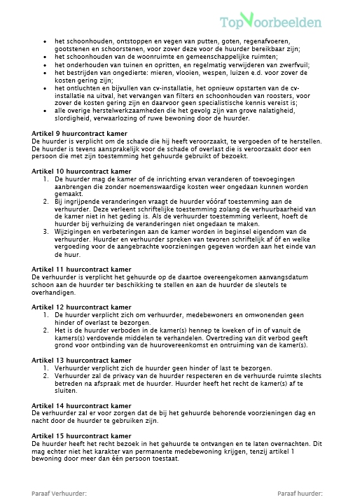 Huurcontract kamer
