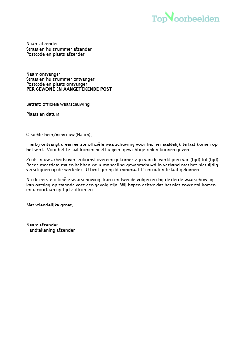 Voorbeeld zakelijke brief Voorbeeld zakelijke brief