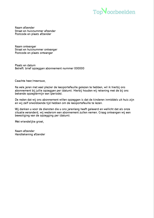 Brief opzeggen
