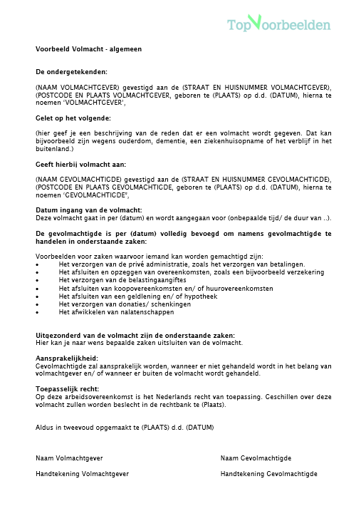 Algemene volmacht